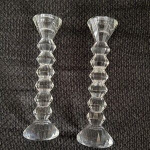 Vintage Cut Glass Candlestick Holders - Etsy