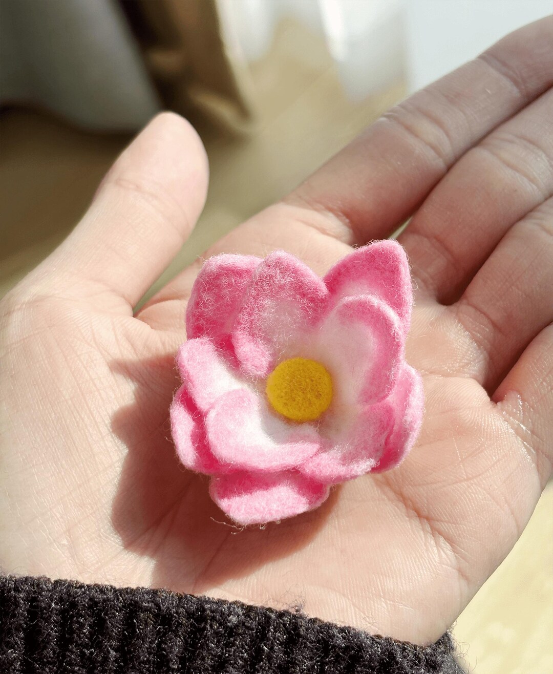 Needle Felted Lotus Flower, Handmade Wool Felt Lotus Ornament ...
