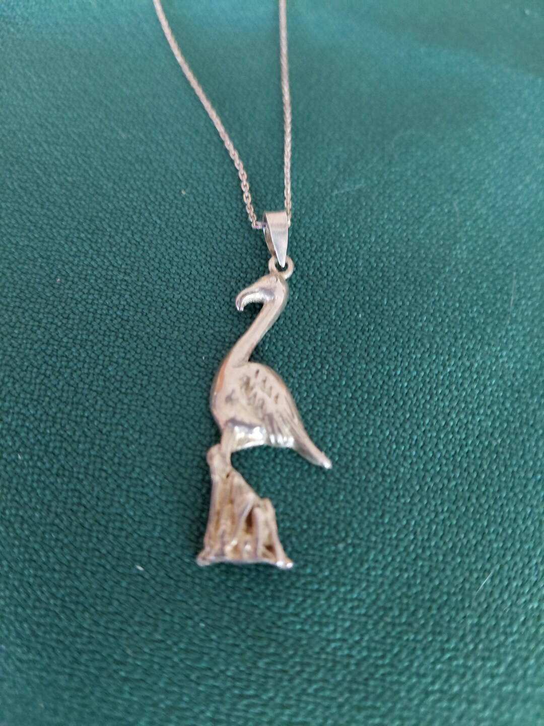 Sterling Silver Flamingo Pendant and Chain - Etsy