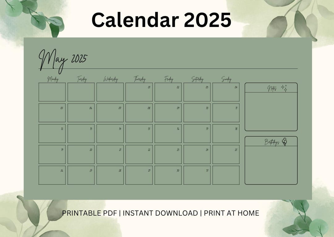 2025 Minimalist Calendar Olive | Clean Monthly Planner PDF | Instant ...