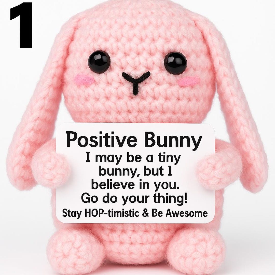 Handmade Positive Bunny, Emotional Support Rabbit Crochet, Funny Best ...