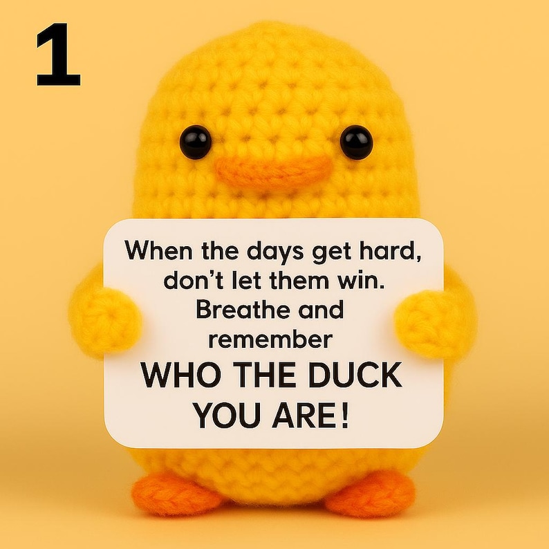 Crochet Duck Emotional Support, Animals Positive Desk Buddies, Positive ...