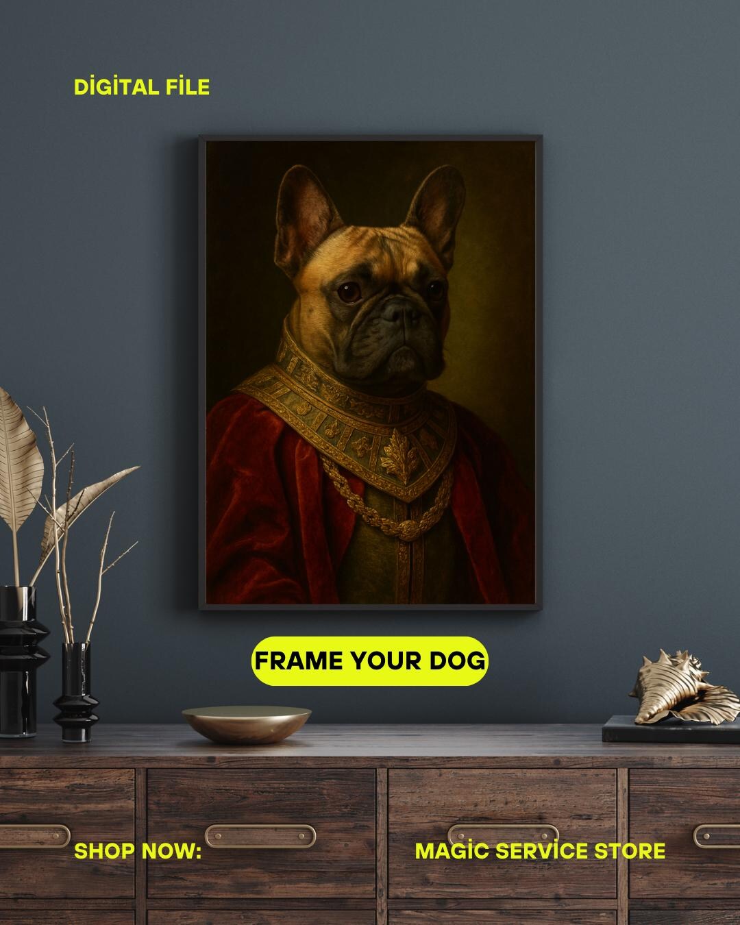 Baroque French Bulldog Portrait | Digital Dog Wall Art Printable ...