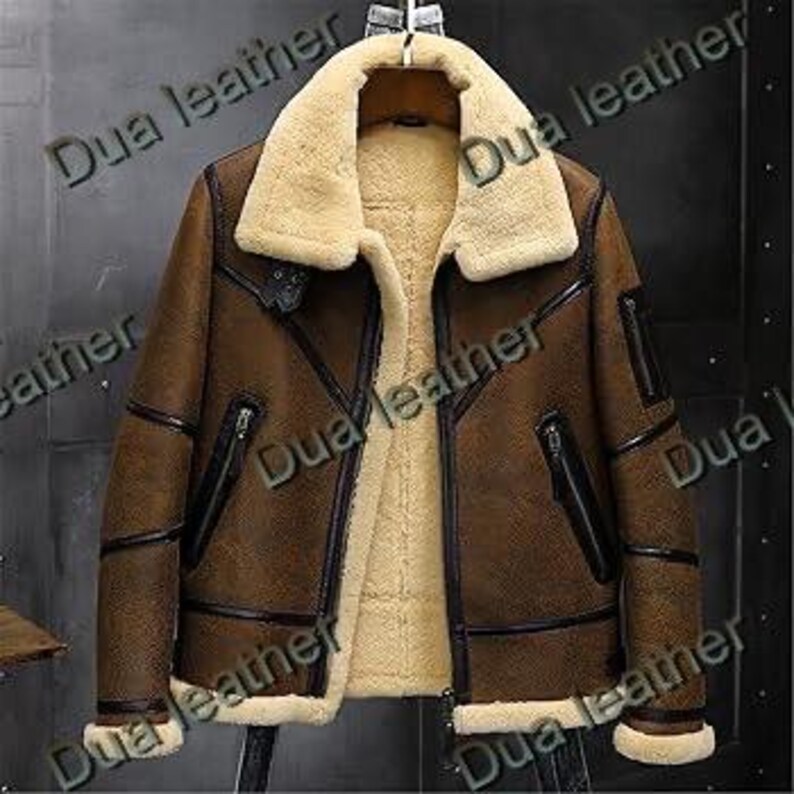Vintage Aviator Shearling Leather Jacket: Women's Brown Bomber Coat - Etsy