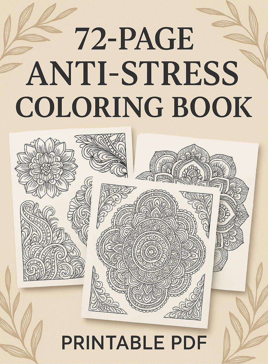 72 Printable Anti-stress Coloring Pages – Mindful Mandala & Floral Set ...