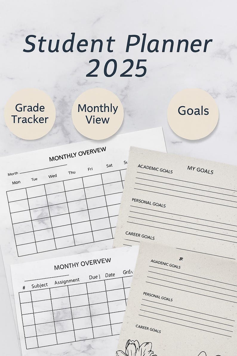 Student Planner 2025 | Academic & School Organizer | Printable PDF ...