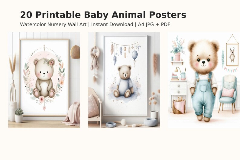 20 Printable Baby Animal Posters – Nursery Wall Art Set - Etsy
