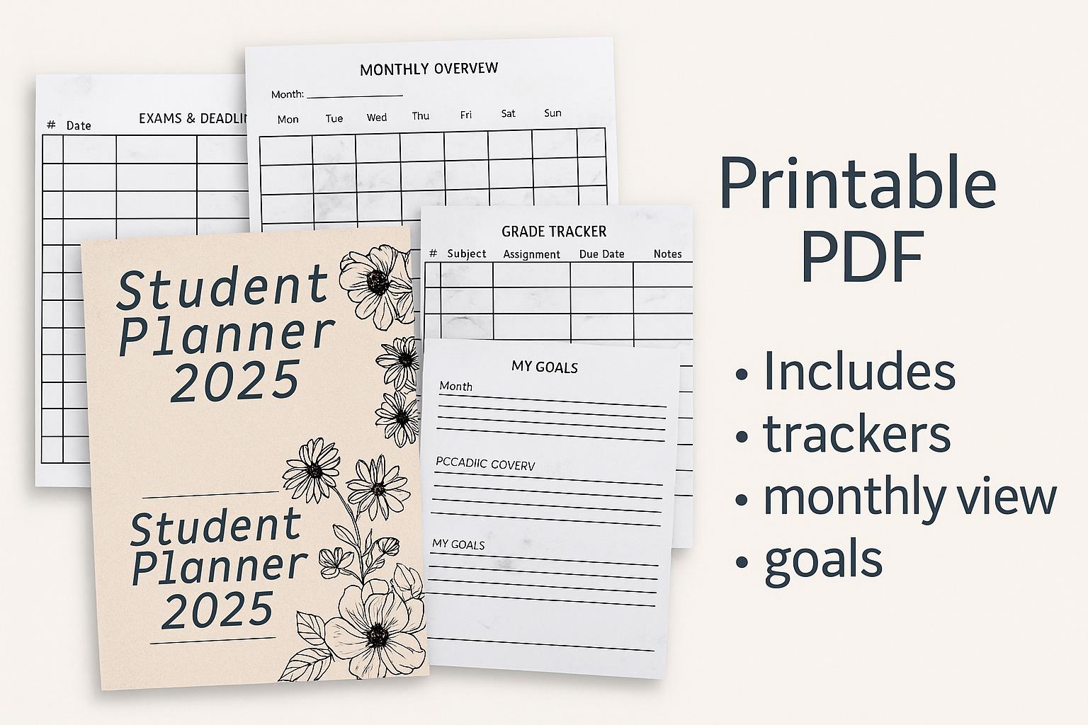 Student Planner 2025 | Academic & School Organizer | Printable PDF ...