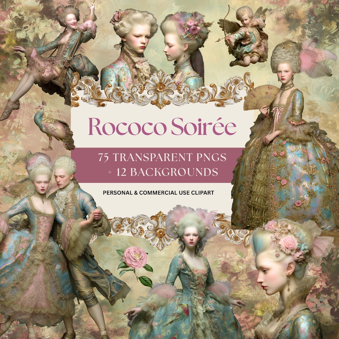Rococo Soirée – Baroque Clipart Bundle Vintage Rococo Illustrations for ...