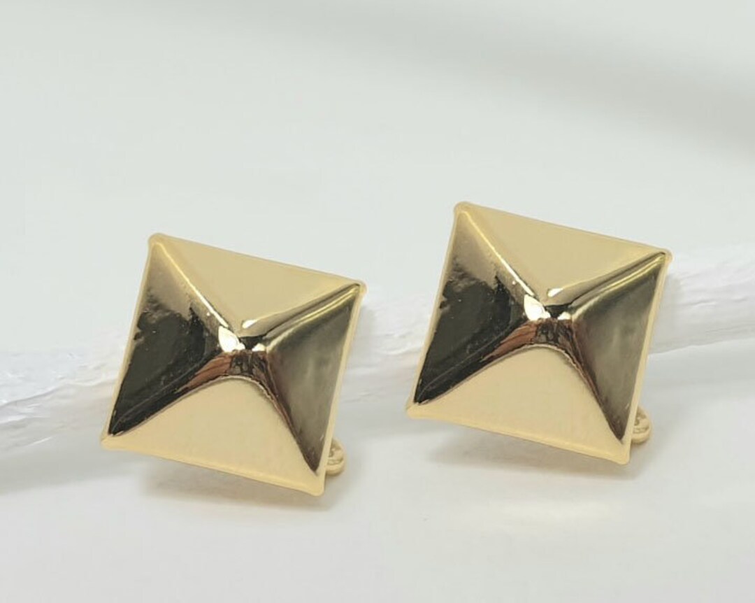 2PCS, EPG-129, 10mm Pyramid Stud Earring,gold, Silver- Gold - Etsy