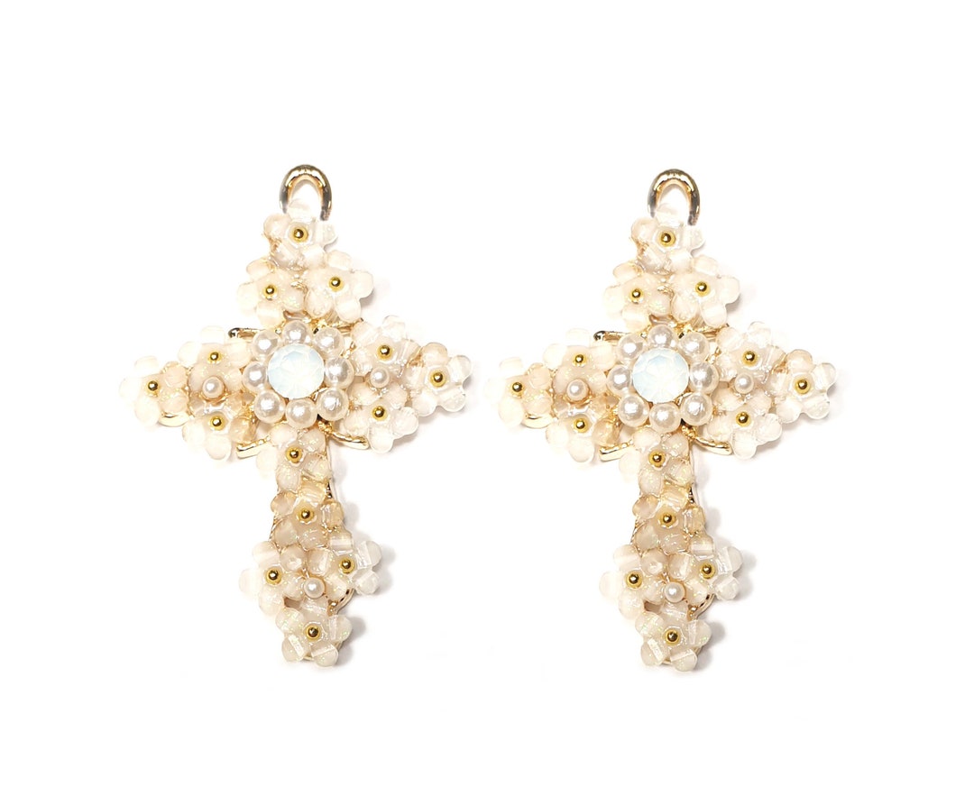 2PCS, PGF-2000, 45mm Wild Flower Cross Pendant, 6 Colors- White - Etsy