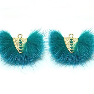 2PCS, FMC-32, Mink Fur Triangle Charm, Pendant, Connector Gold 18 ...