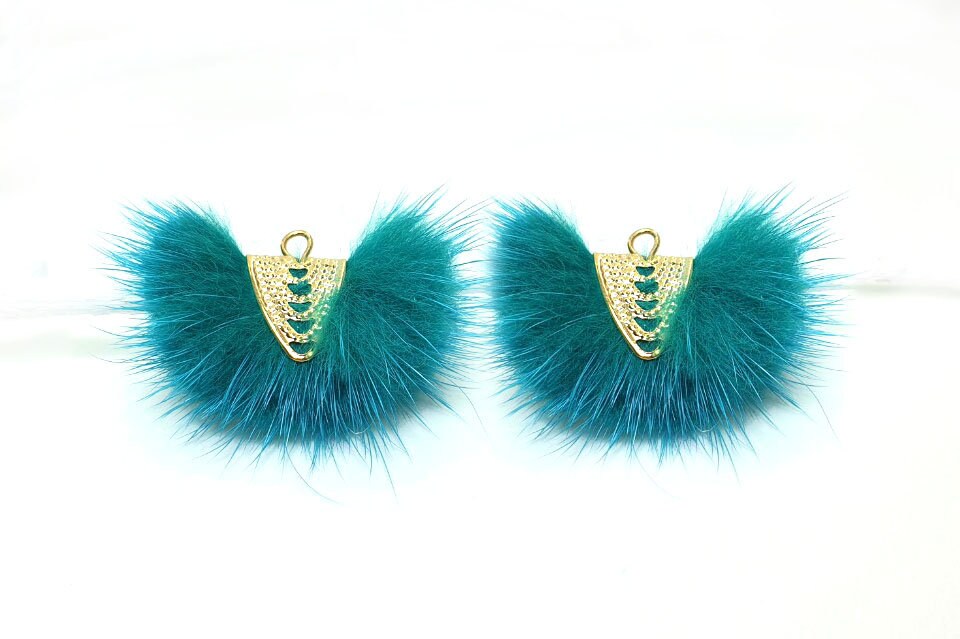 2PCS FMC-32 Mink Fur Triangle Charm Pendant Connector Gold - Etsy