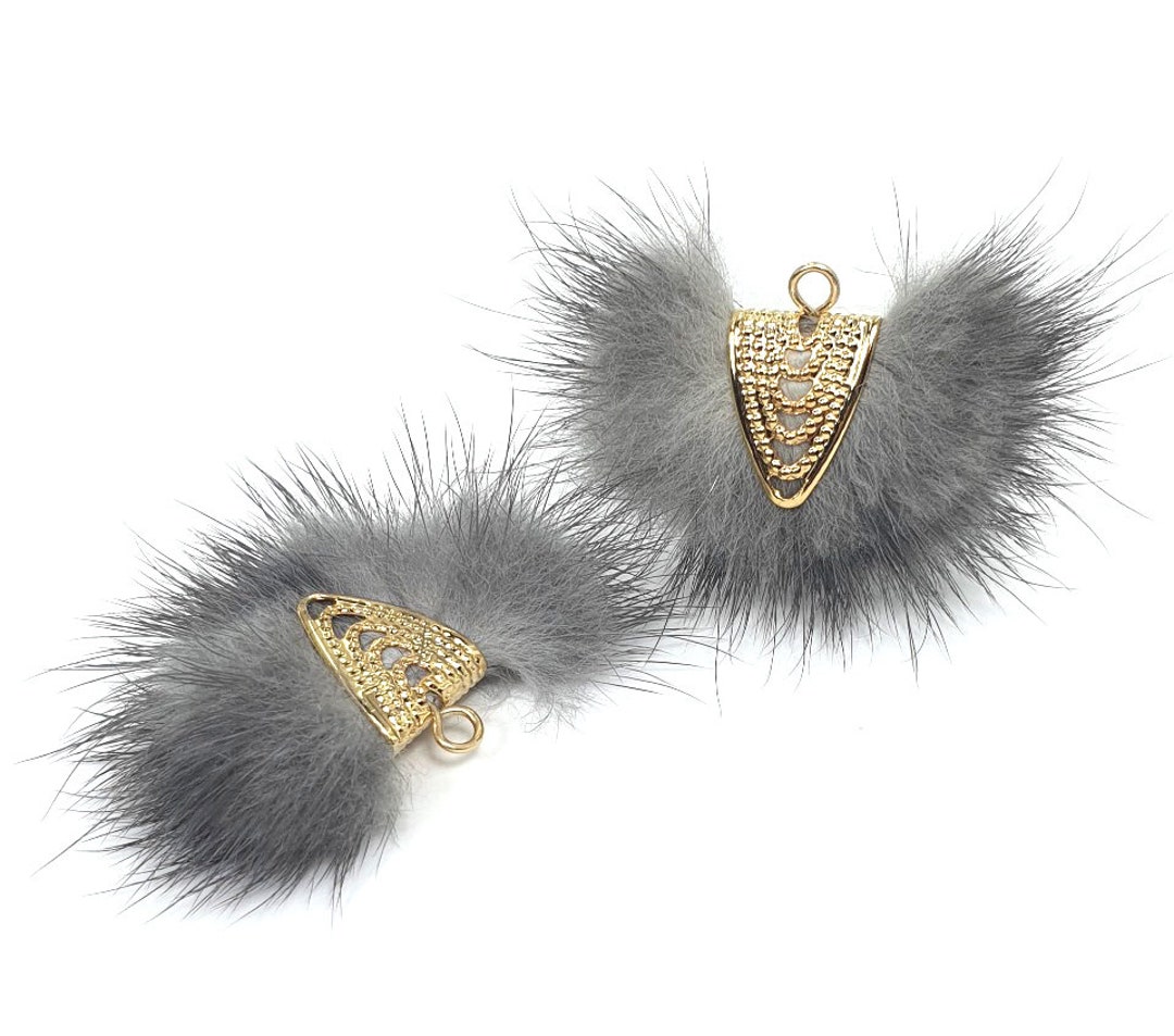 2PCS, FMC-32, Mink Fur Triangle Charm, Pendant, Connector Gold , 20 ...