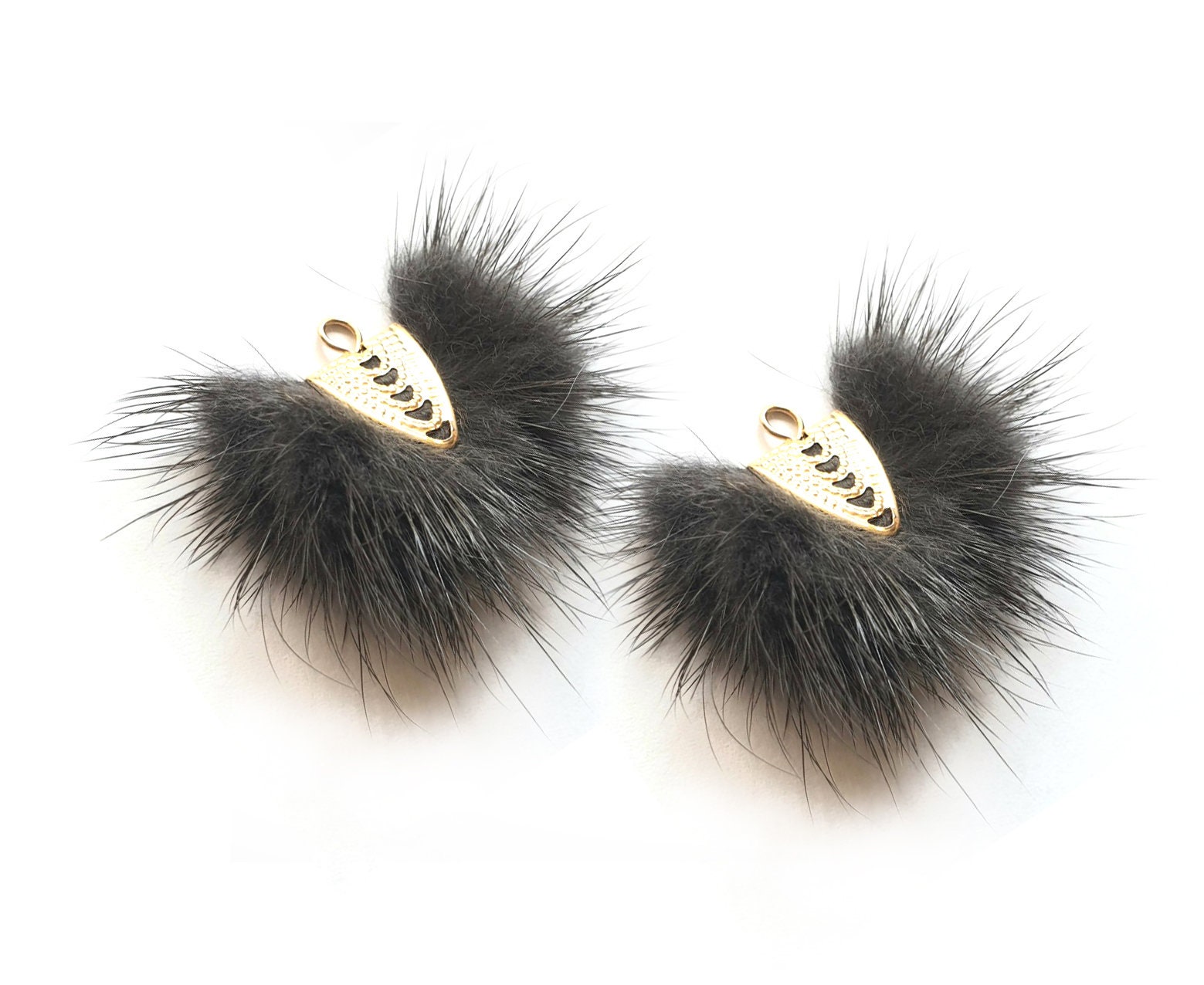 2PCS FMC-32 Mink Fur Triangle Charm Pendant Connector Gold - Etsy