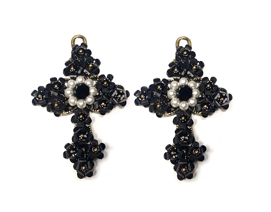 2PCS, PGF-2000, 45mm Wild Flower Cross Pendant, 6 Colors- Black - Etsy