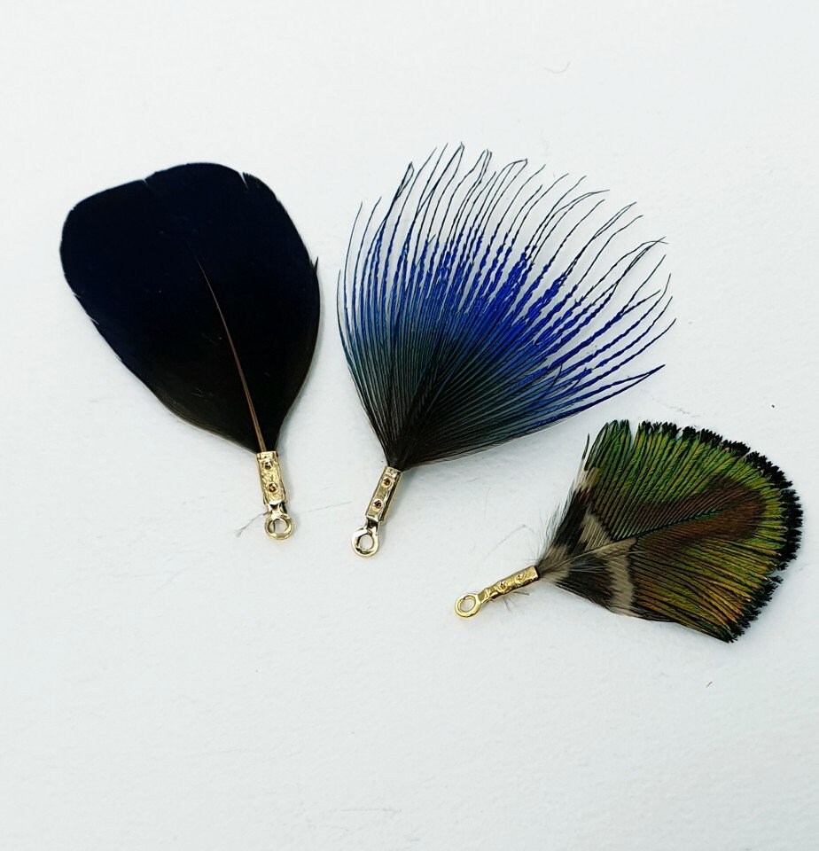 2PCS, FB-121, Navy Gradient Feather, Feather Jewellery, Bohemian ...