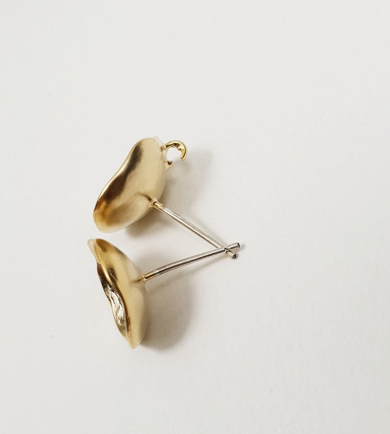 2PCS, EPMG-12, Concave Bowl Round Ear Post With Loop, Hammered Matte ...