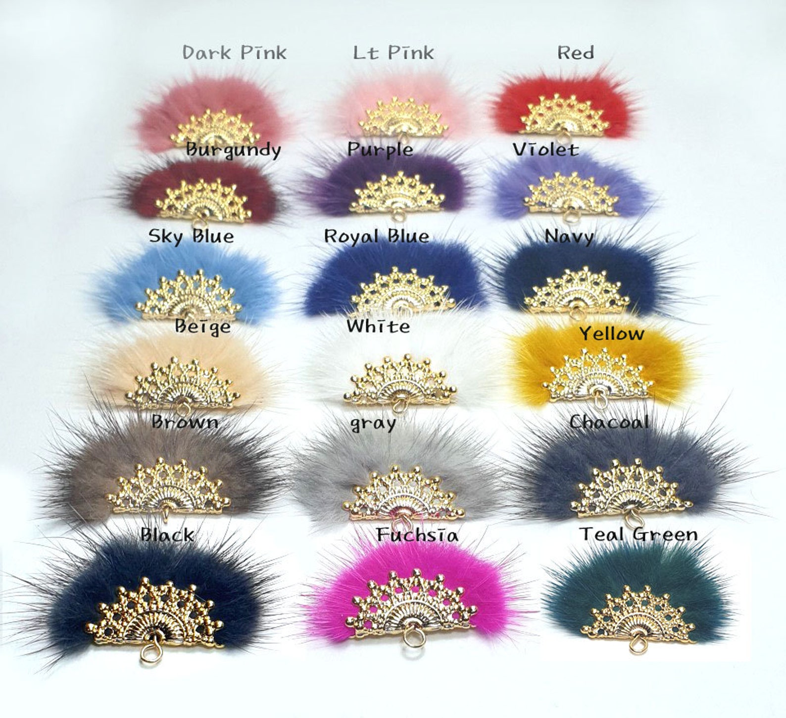 2PCS FMC-32 Mink Fur Triangle Charm Pendant Connector Gold - Etsy