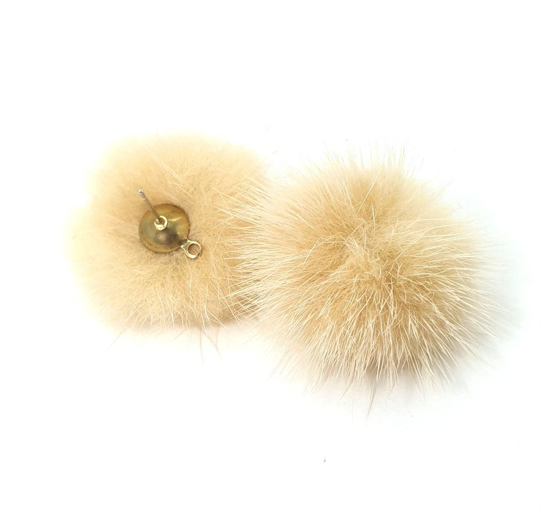 FMP-11/ 2pcs- Mink Fur Ball Cup Stud Earring With One Loop,19 Colors ...