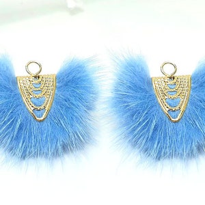 2PCS, FMC-32, Mink Fur Triangle Charm, Pendant, Connector Gold 18 ...