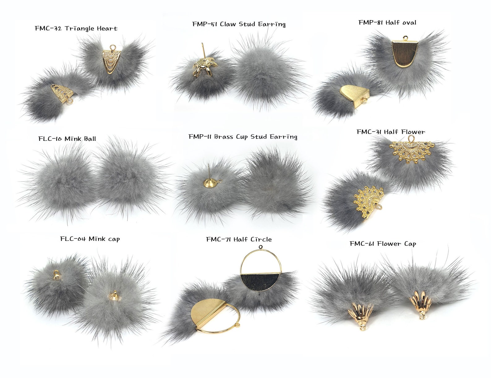 2PCS FMC-32 Mink Fur Triangle Charm Pendant Connector | Etsy