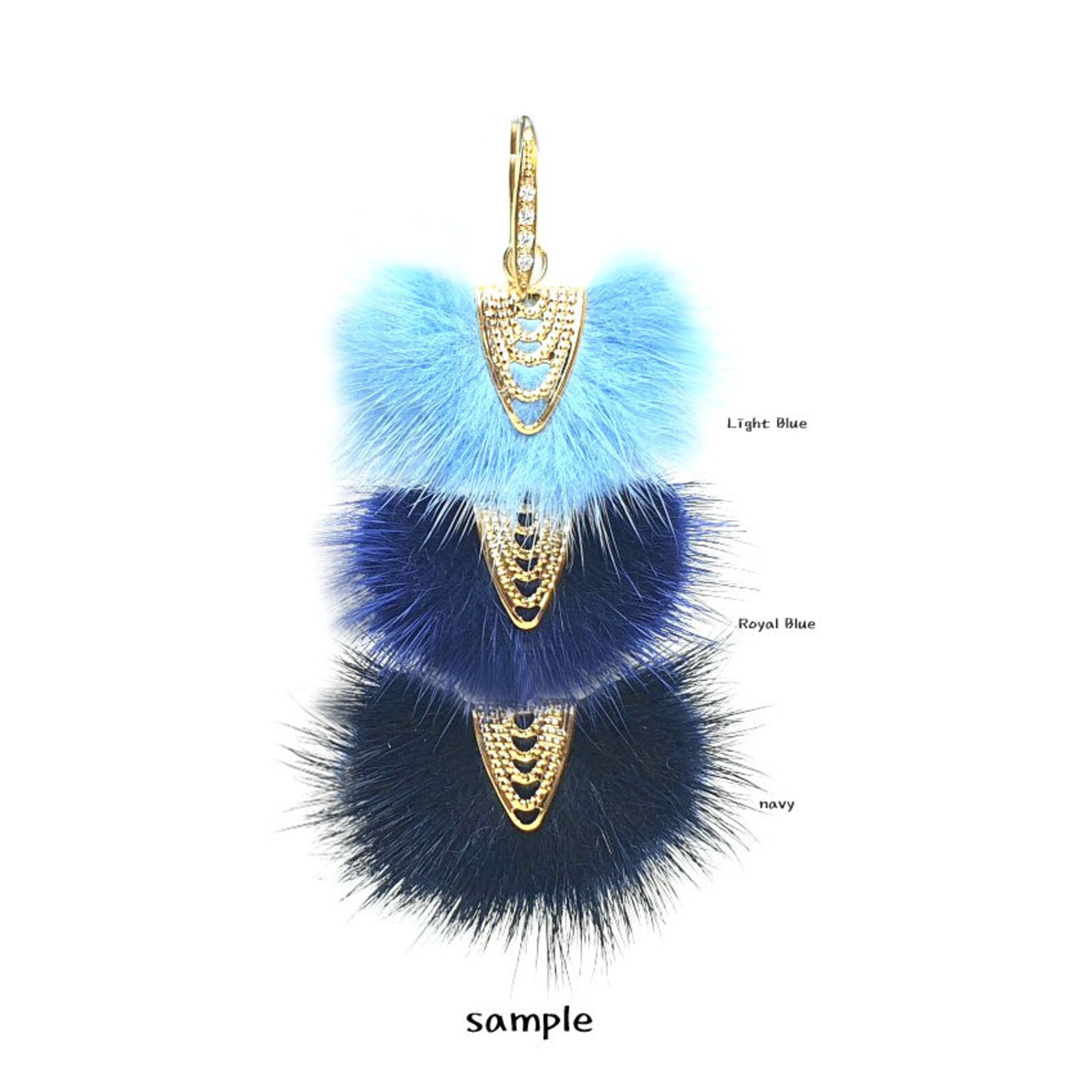 2PCS FMC-32 Mink Fur Triangle Charm Pendant Connector Gold - Etsy