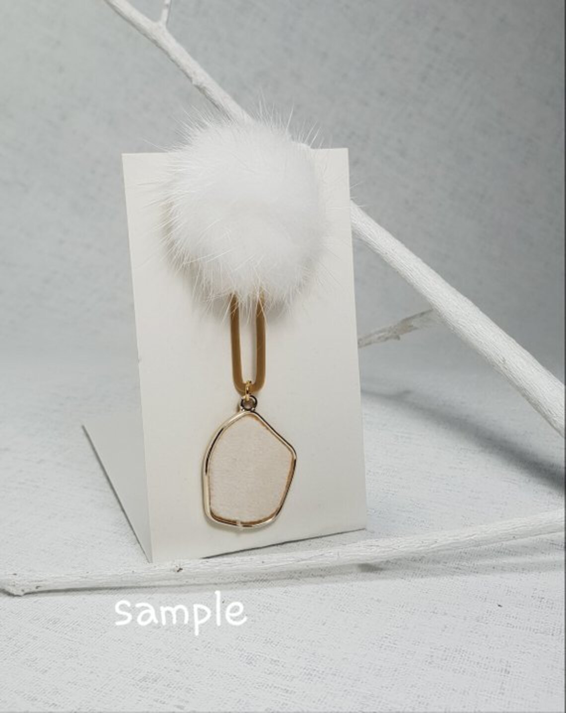 FMP-32/ 2pcs- Mink Fur Ball Stud Earring With 0ne Openable Loop, Red - Etsy