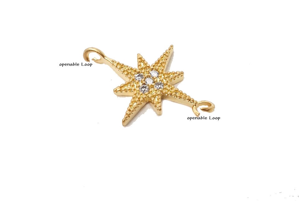 2PCS, CCG-455, 20mm Cubic Star With 2 Openable Loop, Connector, Charm ...