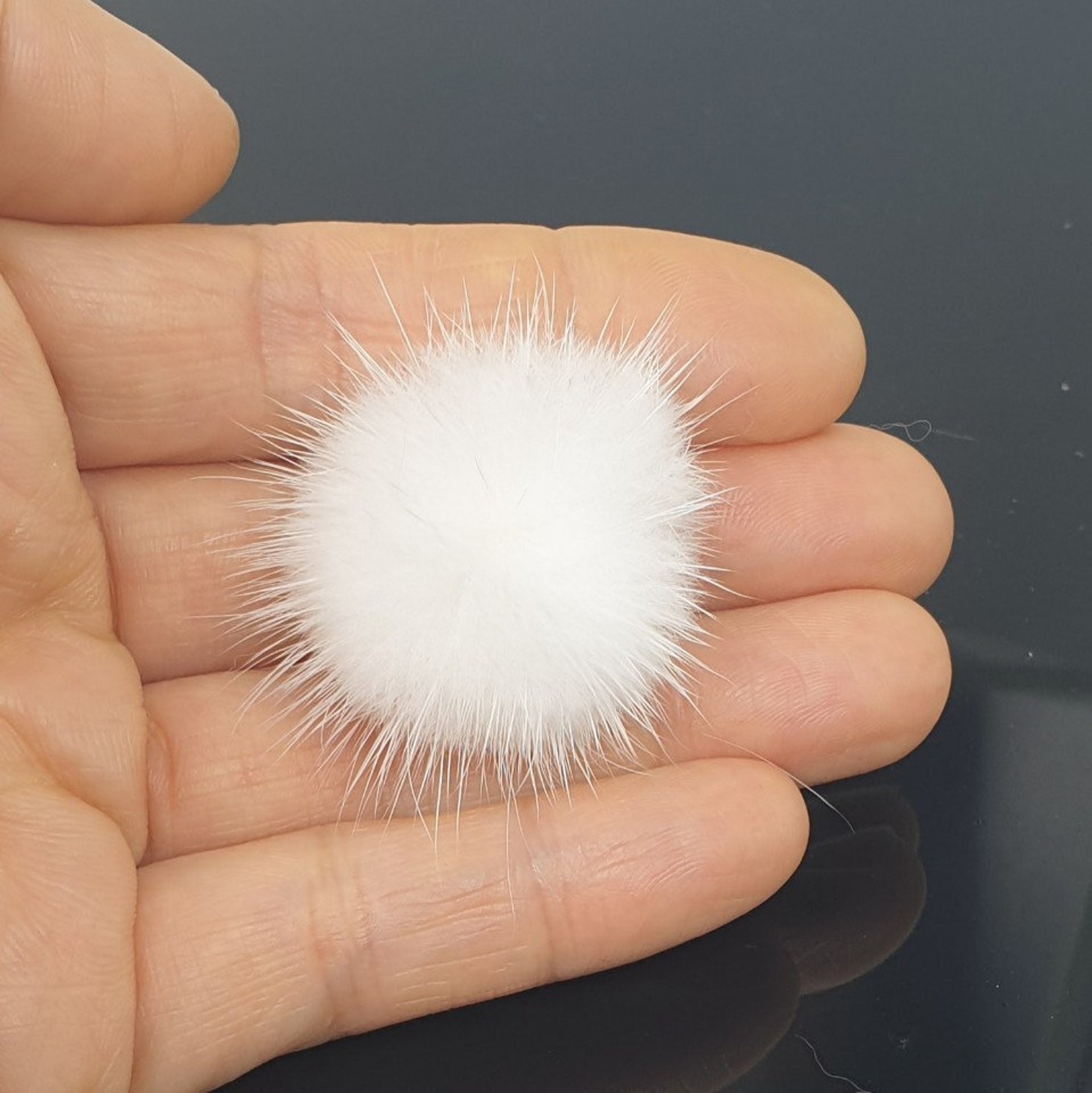 2PCS, FMC-61, Mink Fur Flower Charm, Pendant Gold 20 Colors- Dark Gray ...