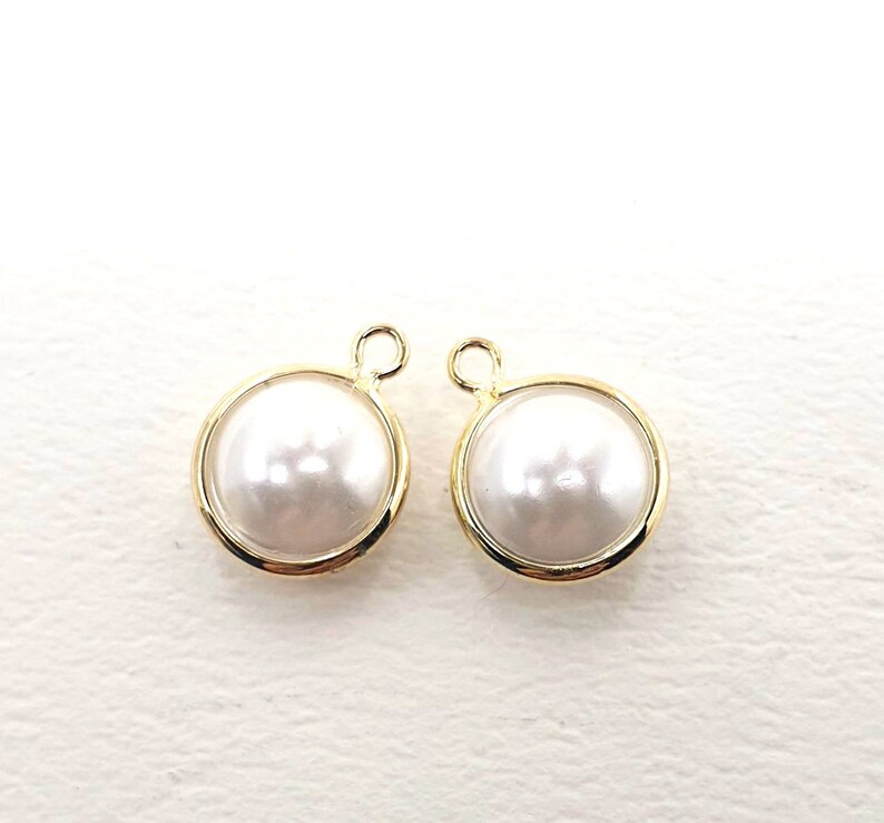 2PCS, PCG-435, 10mm Pearl With Metal Wrapped Charm, Pendant Gold - Etsy