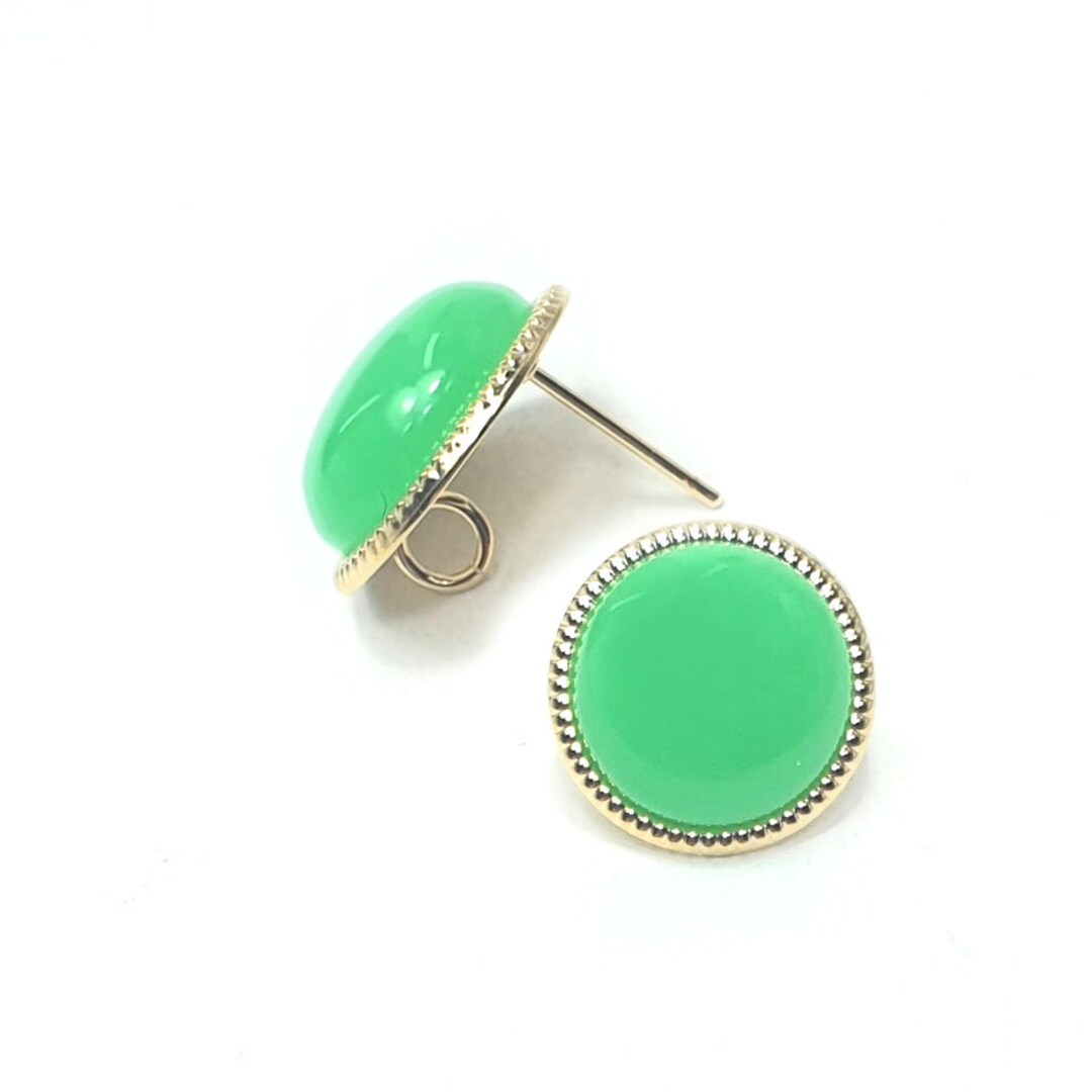 2PCS, CAC-10, 17mm Colorful Circle Button Stud Earring With Loop , 23 ...