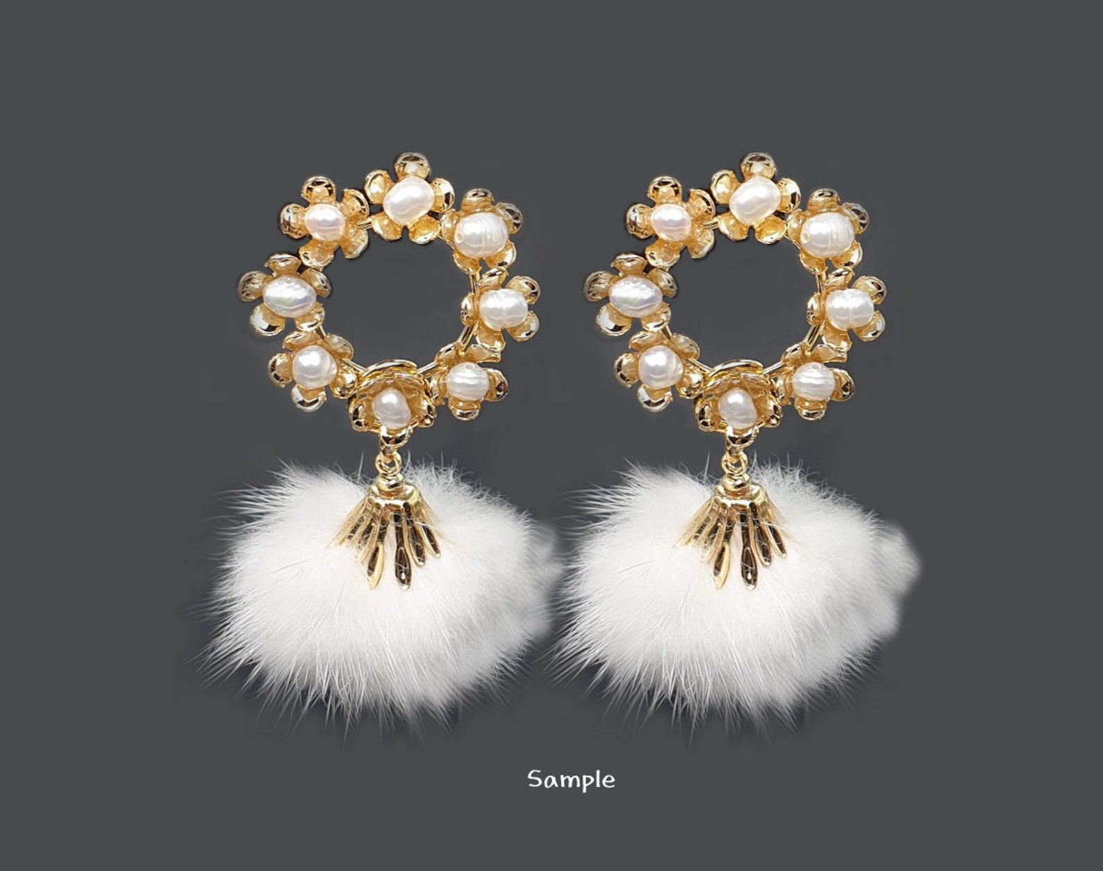 2PCS FMC-61 Mink Fur Flower Charm Pendant Gold 20 colors | Etsy