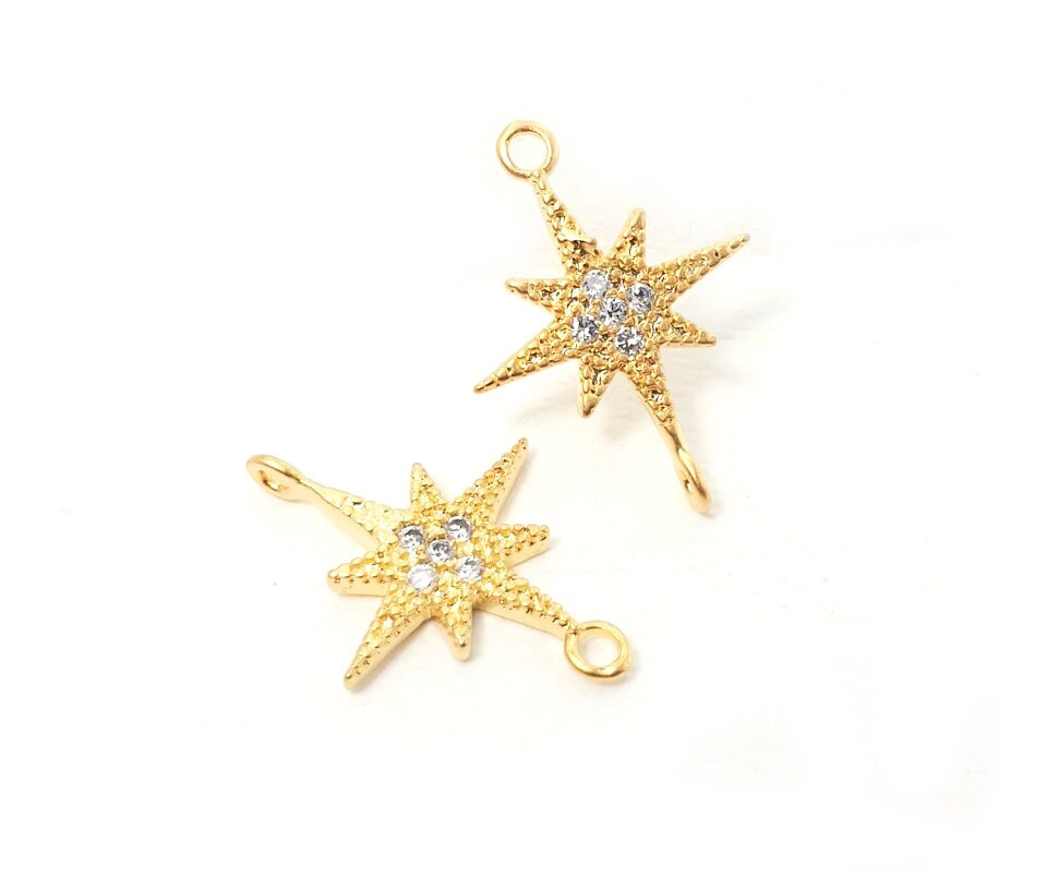 2PCS, CCG-455, 20mm Cubic Star With 2 Openable Loop, Connector, Charm ...