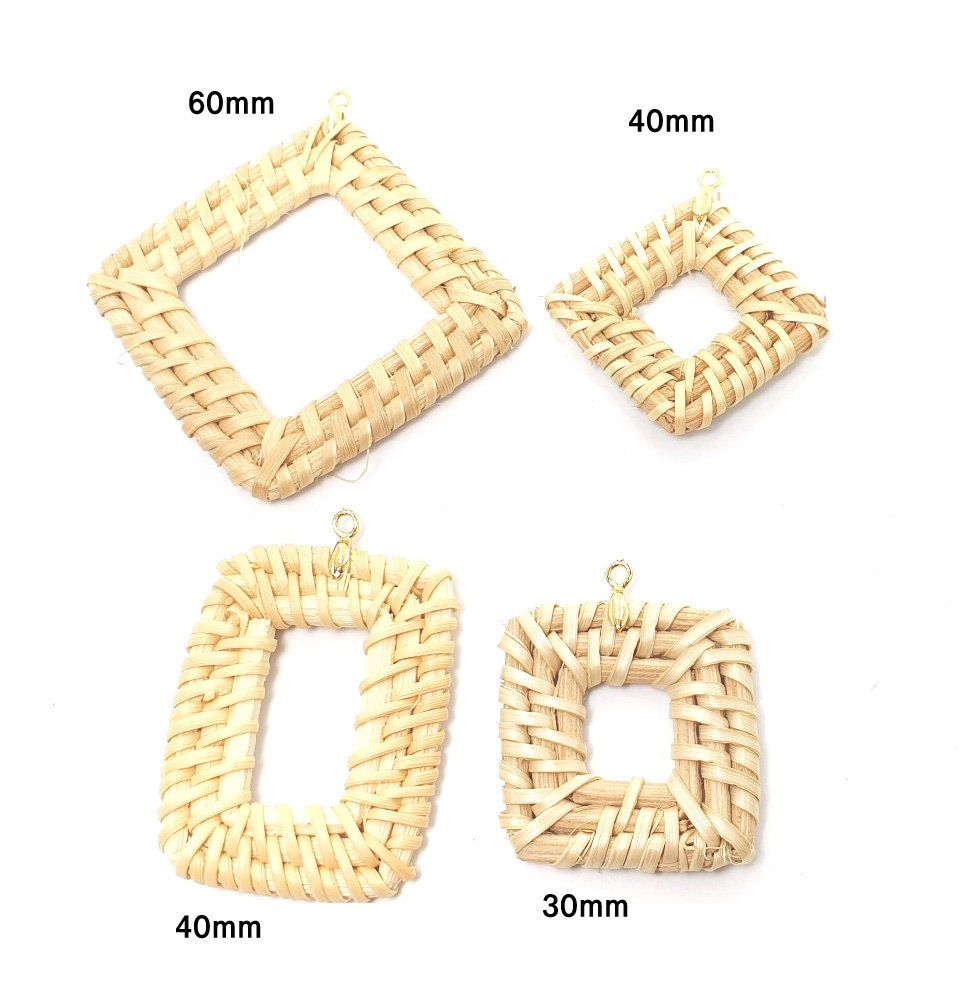 2PCS PCS-409 60mm Rattan Rhombus pendant Handwoven | Etsy