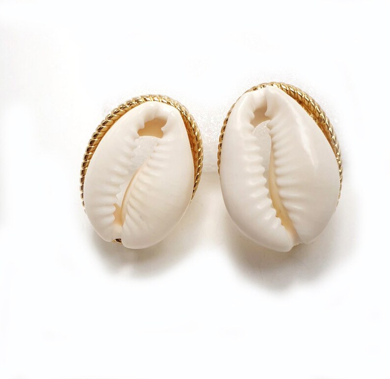 2PCSGSP-128 20mm Natural Cowrie Shell Post Earring Stud - Etsy