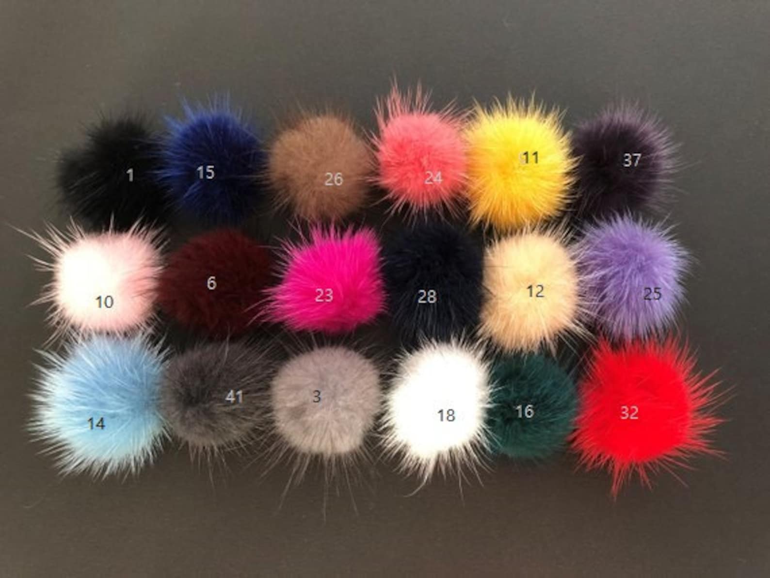 FMP-32/ 2pcs- Mink Fur Ball Stud Earring With 0ne Openable Loop, Red - Etsy