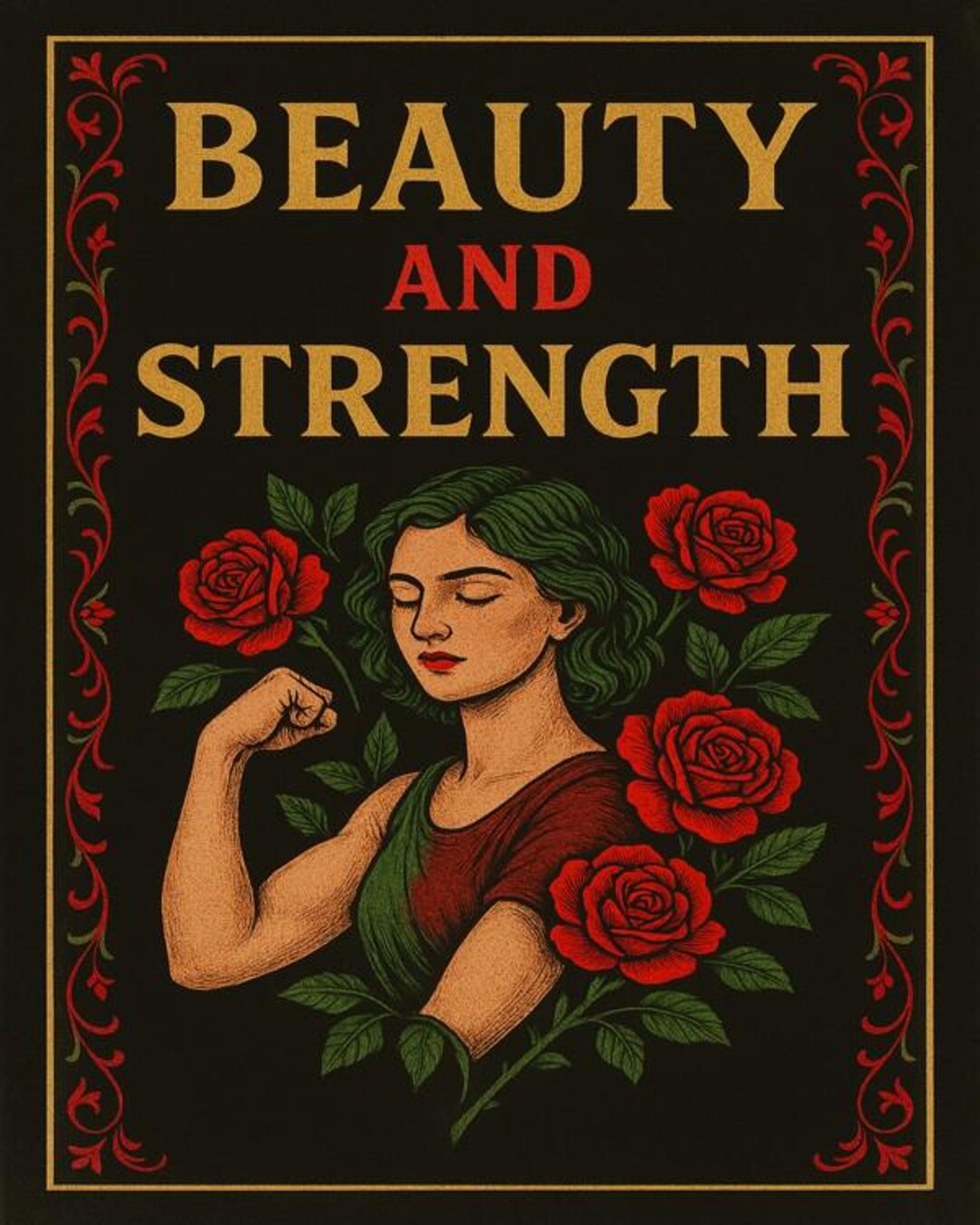 Beauty and Strength Gothic Art Print | Feminine Power | Empowering ...