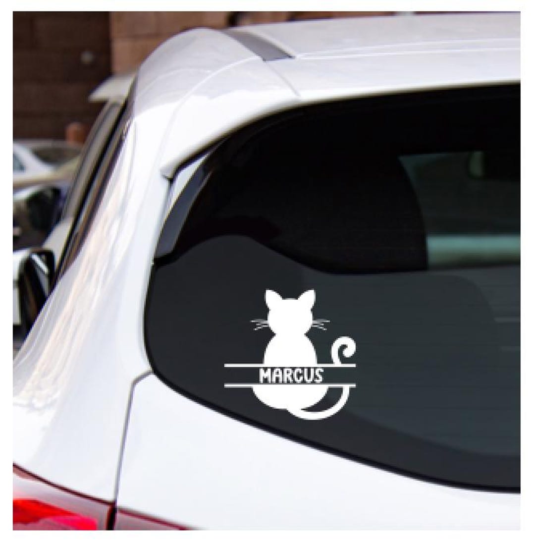 Personalized Cat Decal: Black or White Vinyl Pet Name Sticker - Etsy