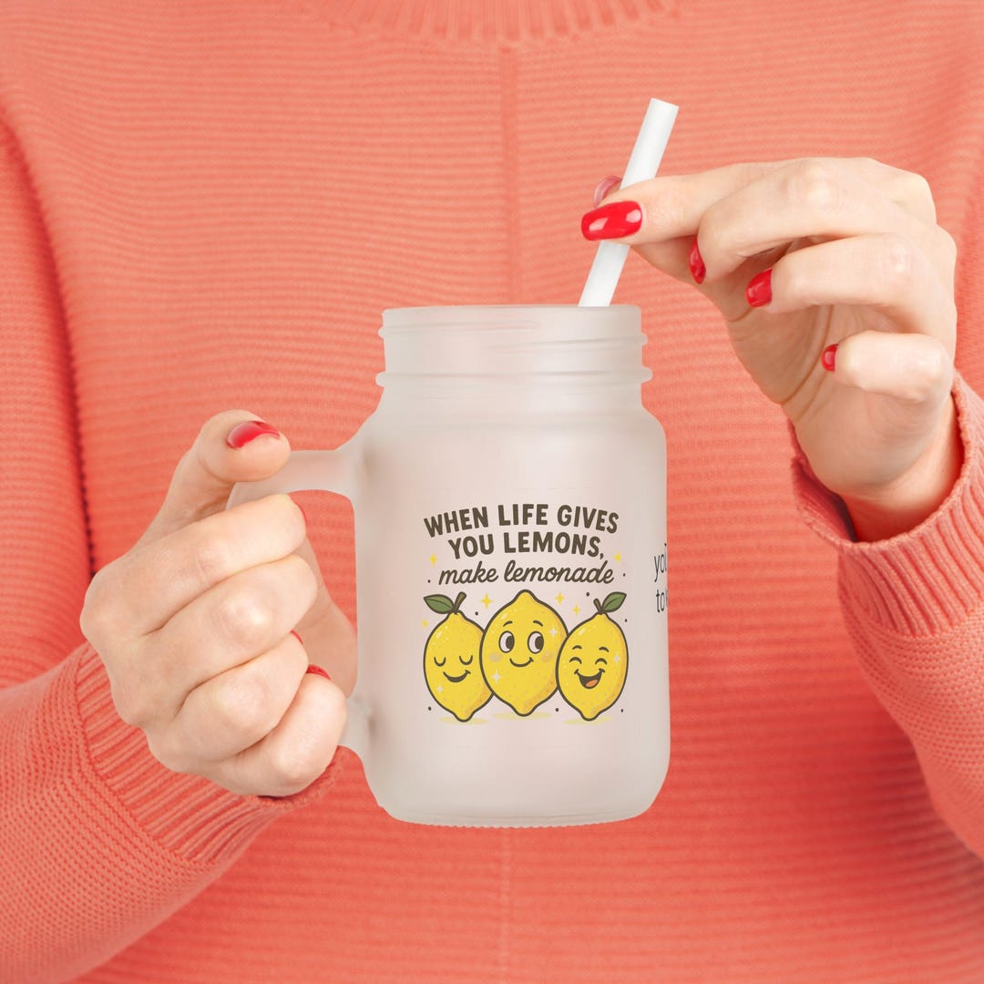 Personalized Mason Jar Cup, Cute Lemonade Drinkware, Summer Party Favor ...