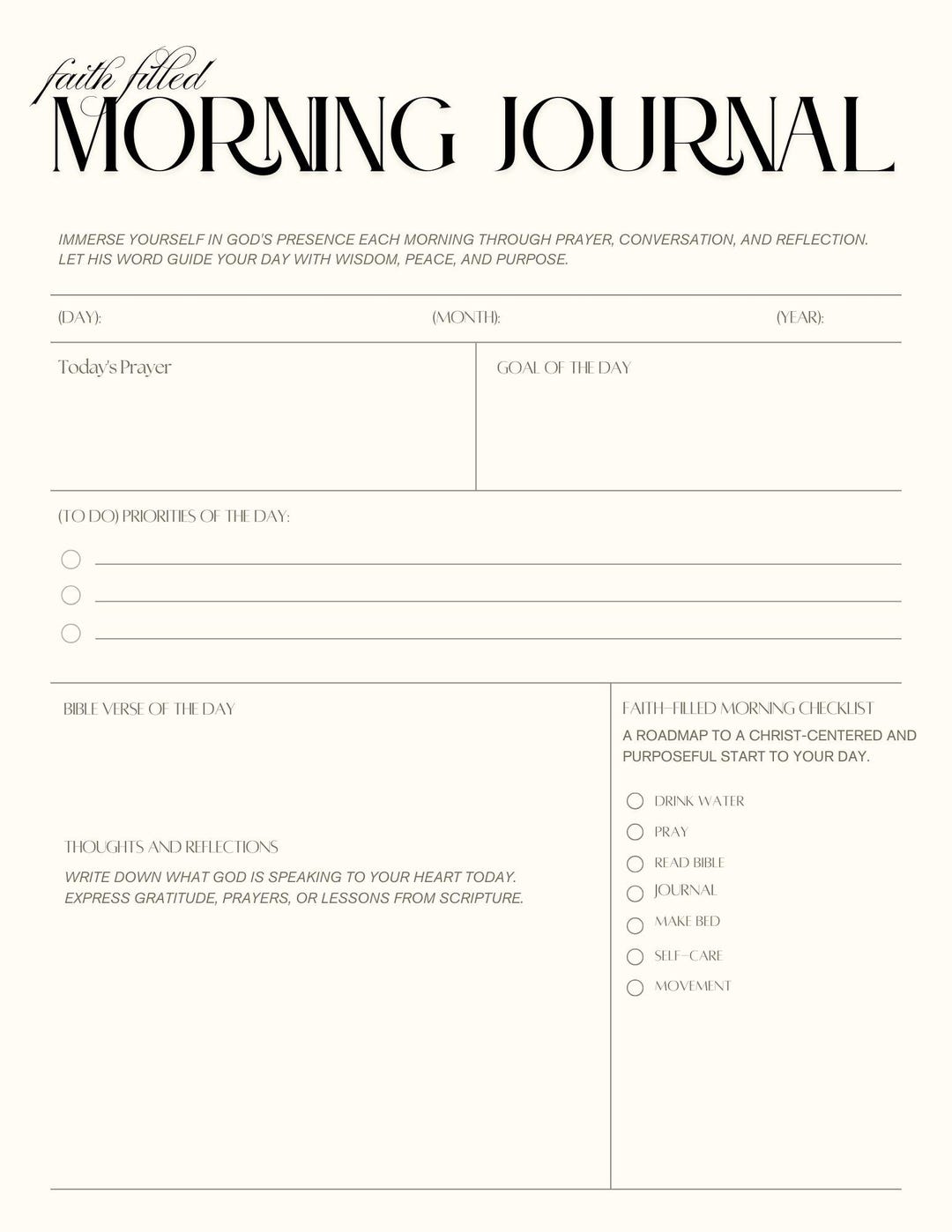 Christian Morning Journal Daily Prayer and Bible Study Journal Faith ...