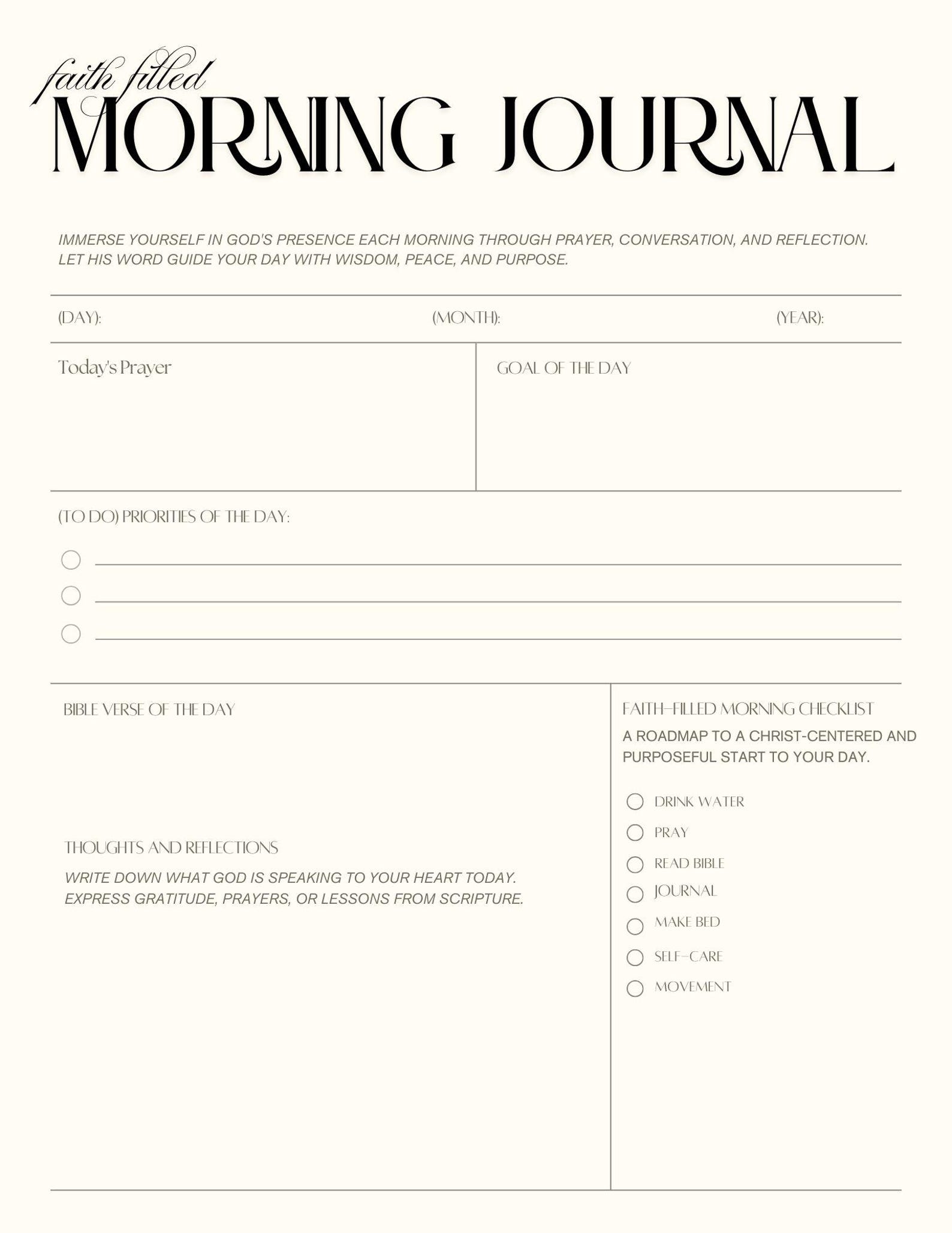 Christian Morning Journal Daily Prayer and Bible Study Journal Faith ...