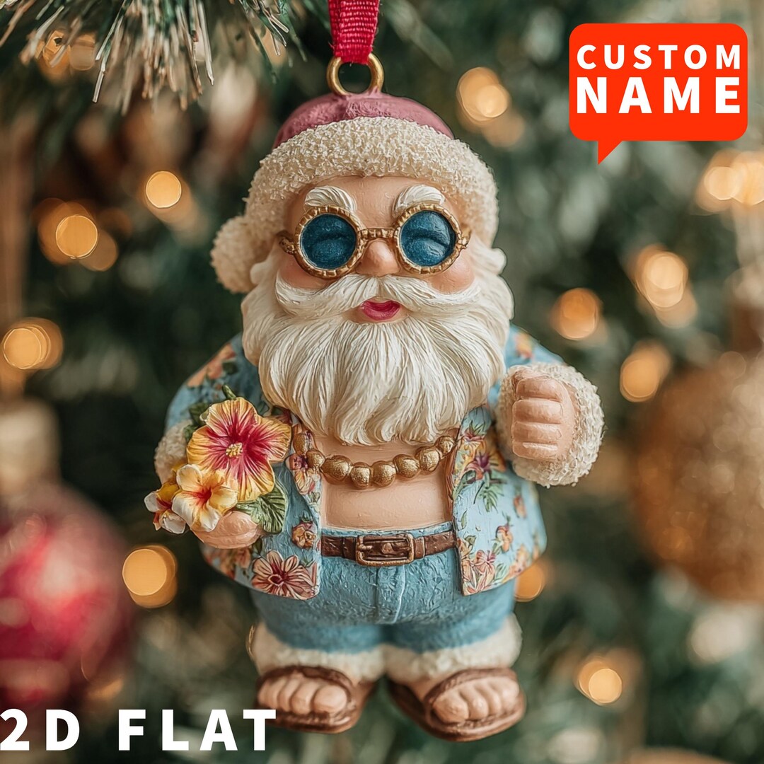 Personalized Tropical Santa Beach 2D Acrylic Ornamentchristmas Decor ...