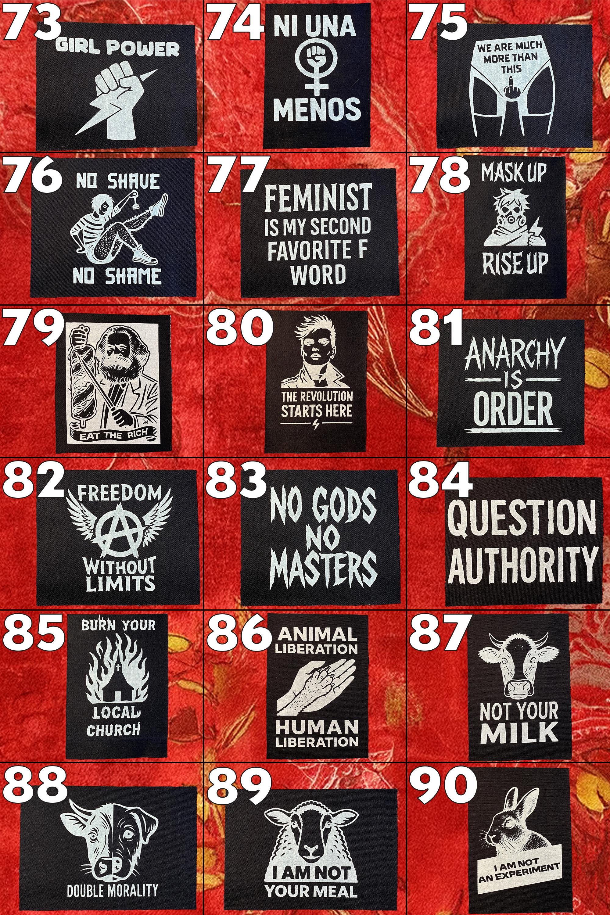Pick Any 10 Punk Patches: Anarchist, Queer, BLM Fabric Patch Set - Etsy