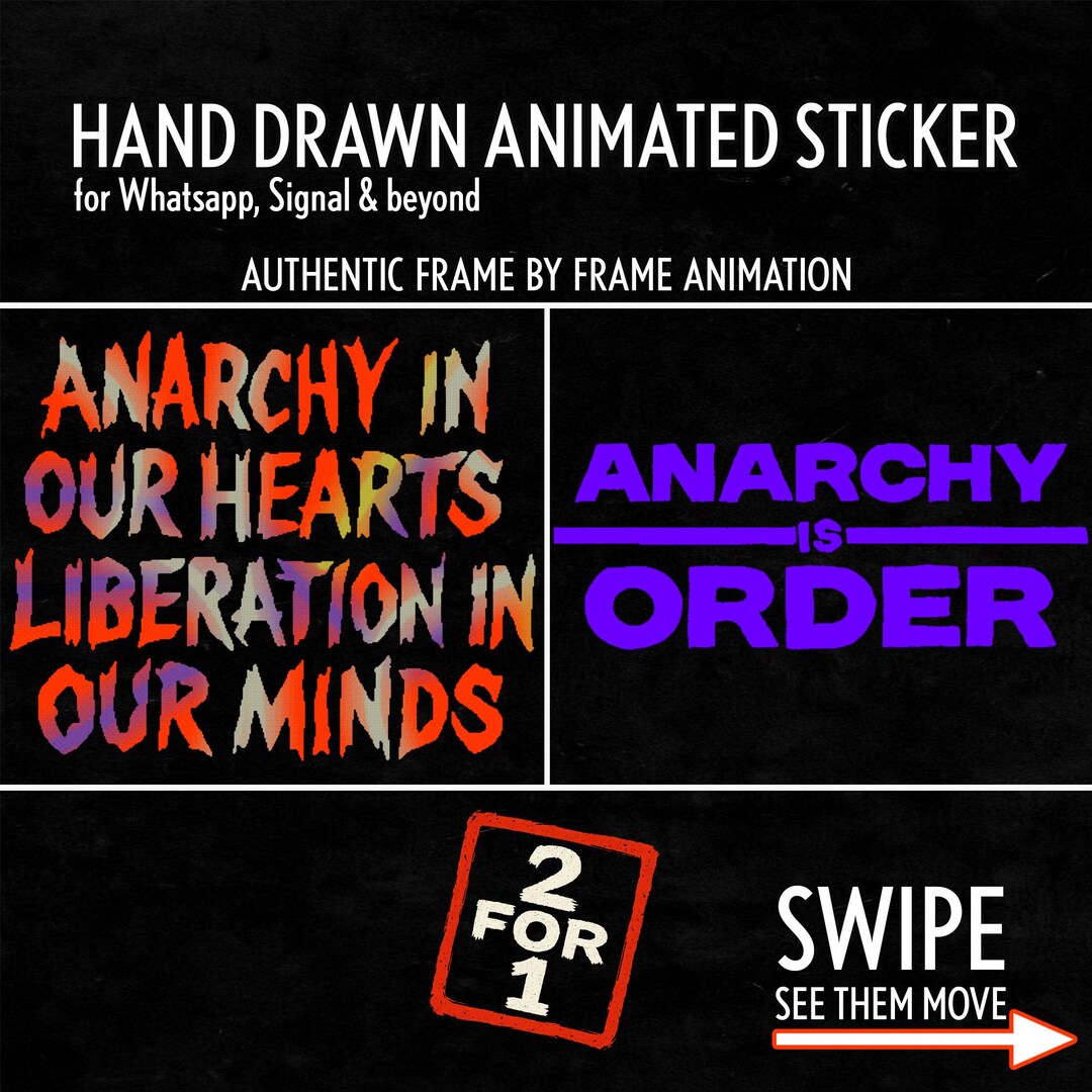 Animated Punk Stickers - 2 Designs: Anarchy in Our Hearts + Anarchy is ...