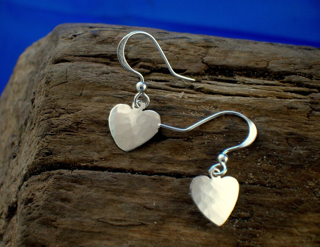 Hammered Silver Heart Earrings, Handmade Silver Hearts, Sterling Silver ...