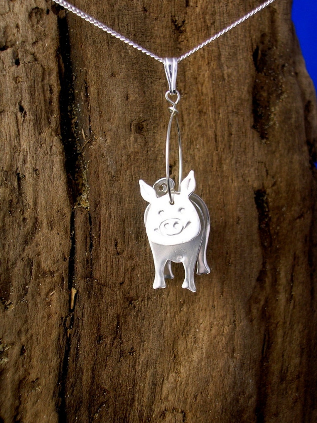 Silver Pig Pendant, Pig Necklace, Pig Jewelry, Handmade, 3D Piggy ...