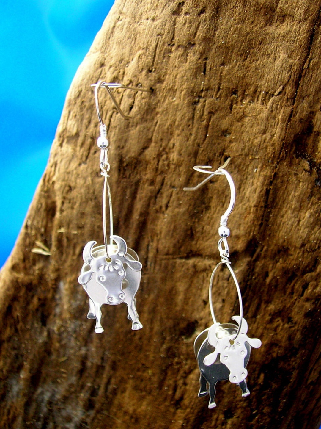 Silver 3D Cow Earrings, Silver Cow Jewellery, Handmade, Cattle, Cows ...