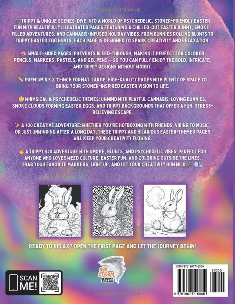 Stoner Easter Bunny Coloring Book | 30+ Funny 420 Weed Pages ...