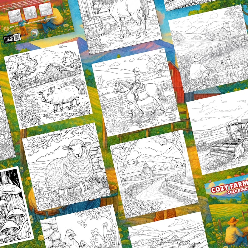 Cozy Farm Scenes Coloring Book: Rustic Country Printable Art - Etsy
